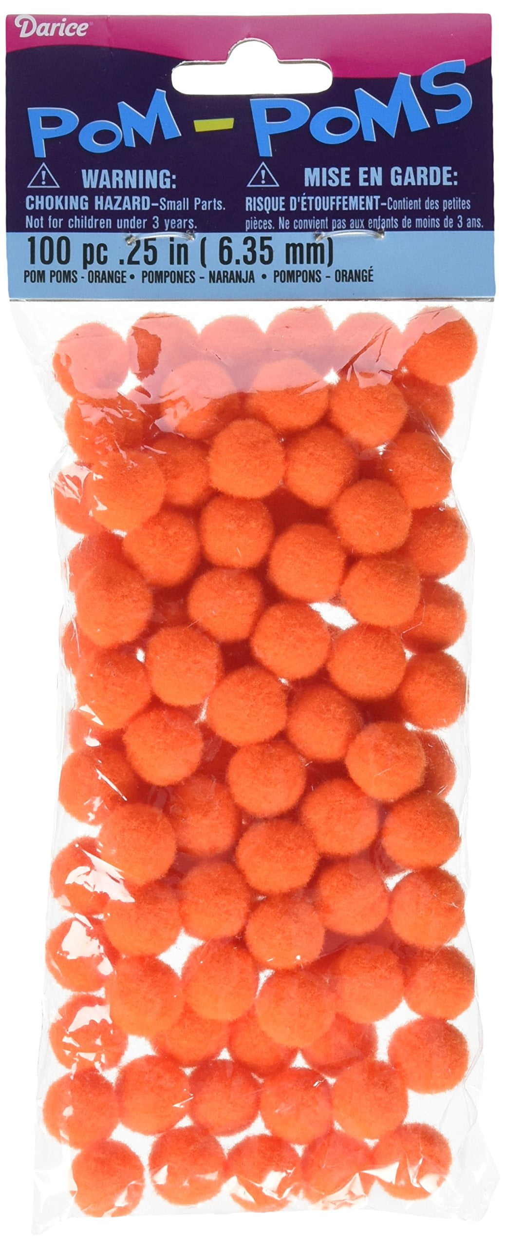 Darice Acrylic Pom Poms Orange 0.25 Inches - Walmart.com