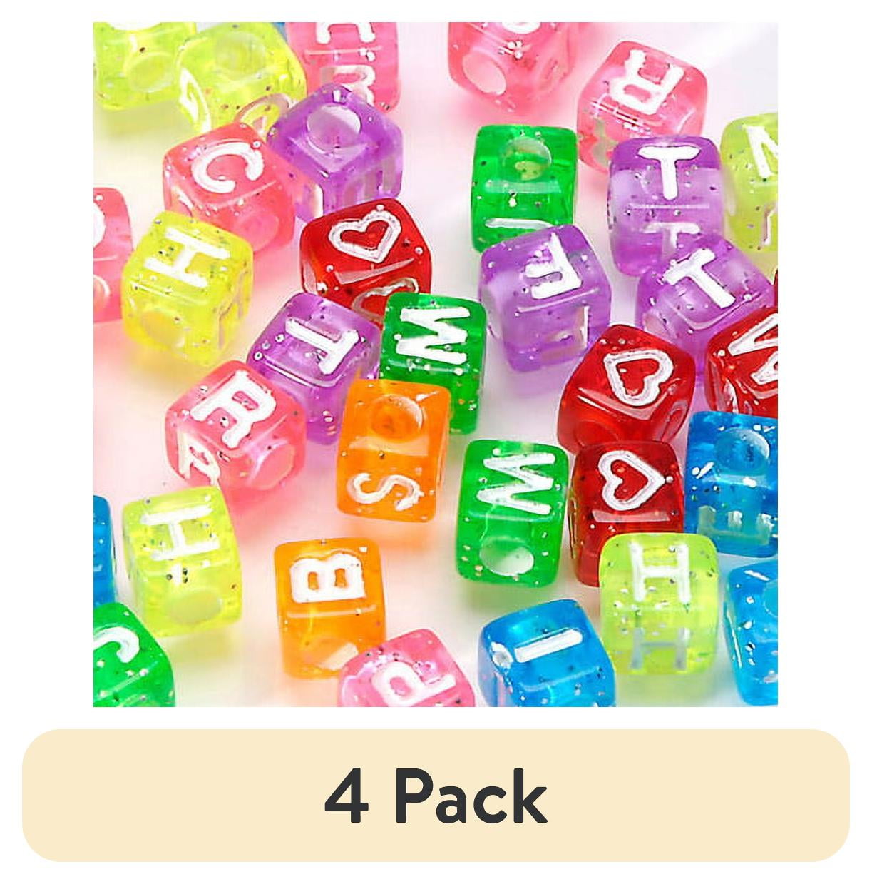 (4 pack) Darice Assorted Glitter Cube Alphabet Beads, 7 mm, 160 Pieces ...