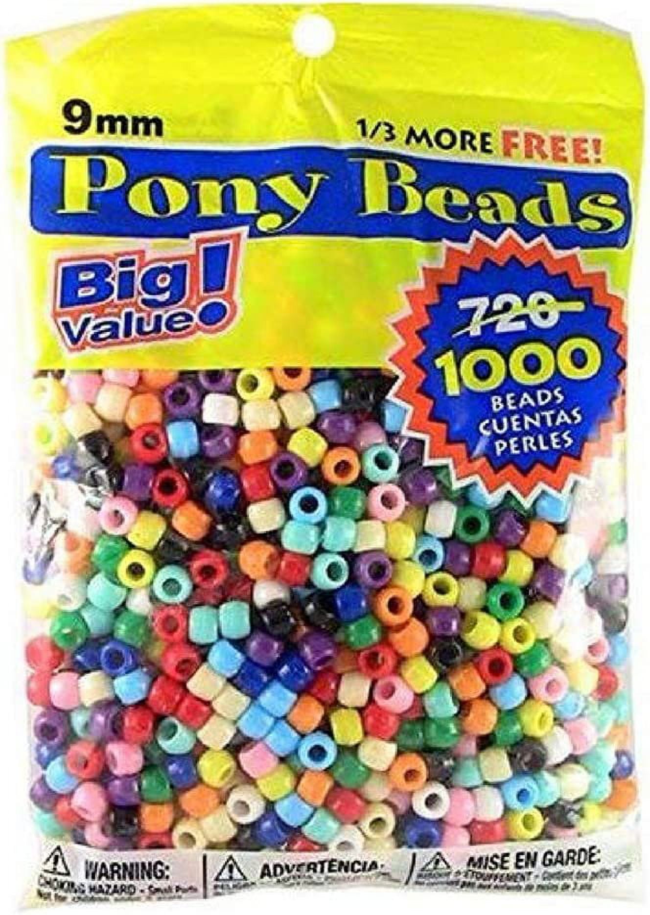 Darice Big Value Plastic, 9mm, 1000 Piece Opaque Color, Pony Beads ...