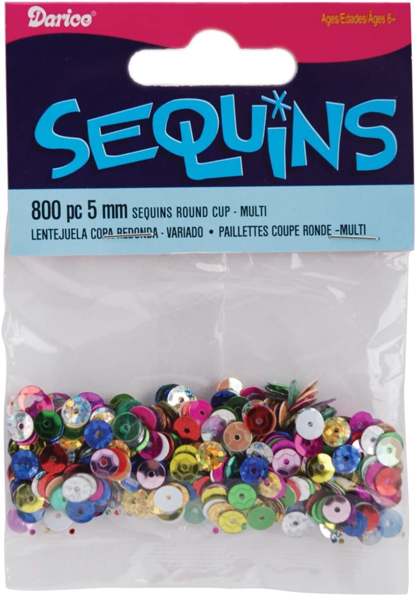 Darice Cupped Sequins 5mm 800/Pkg-Multi Color - Walmart.com