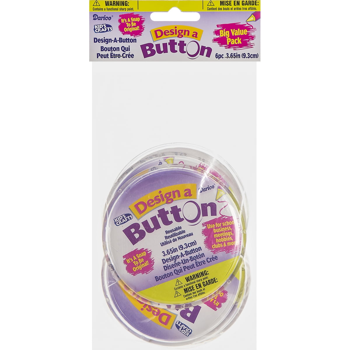 Darice Design-A-Button, 3-5/8", 6/pkg, Clear - Walmart.com