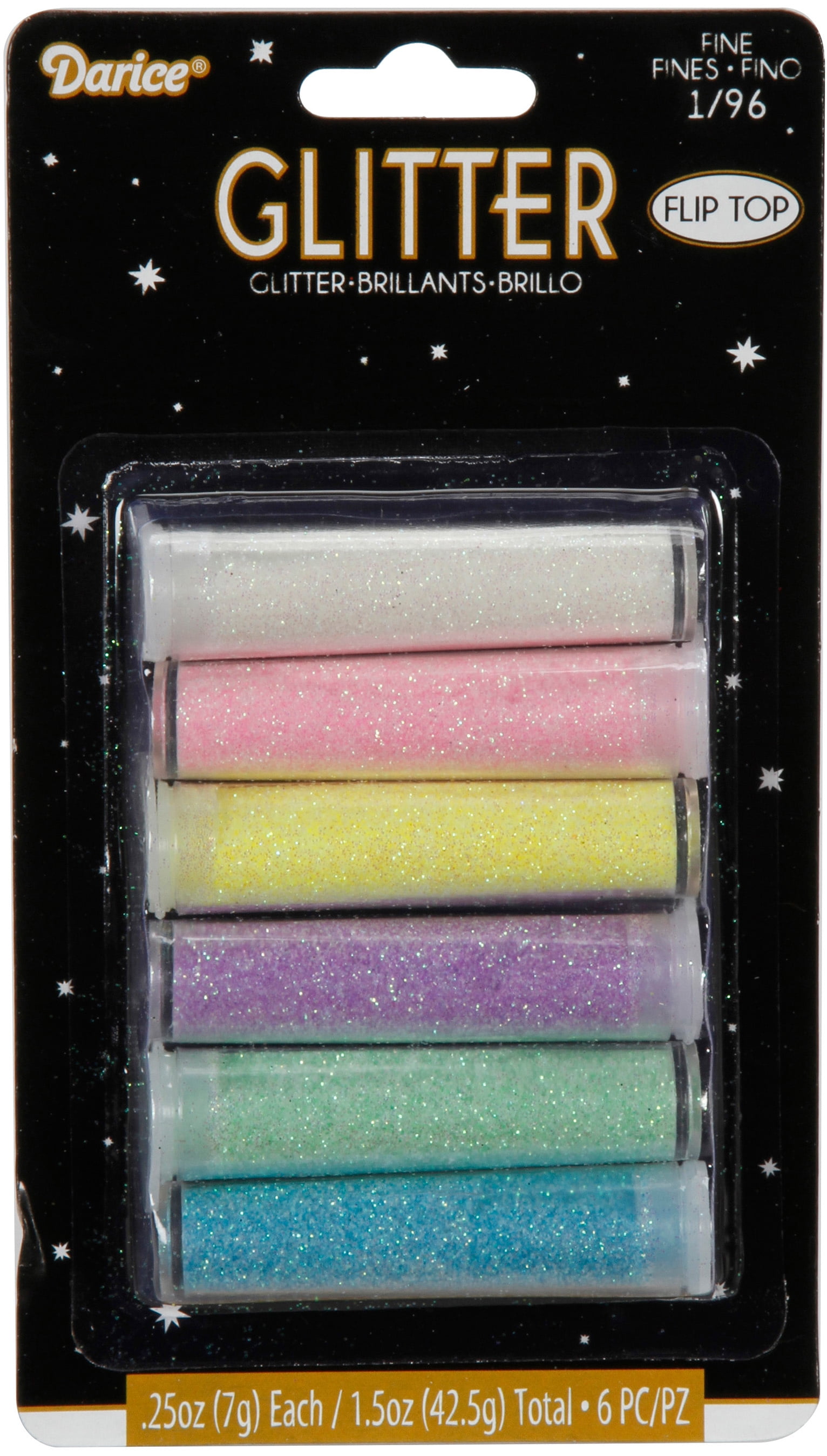 Darice Fine Pastel Glitter: 6 Tubes / 42.5g Total - Walmart.com