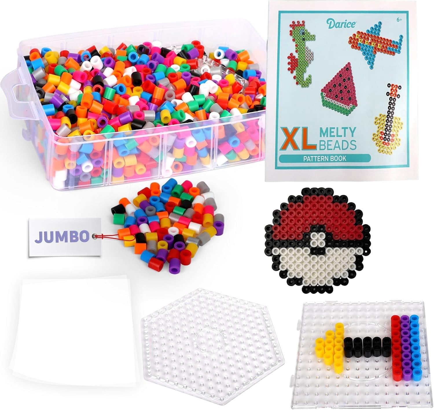 Darice XL Melty Beads Kit 1300 Piece Set with Pattern Book and ...