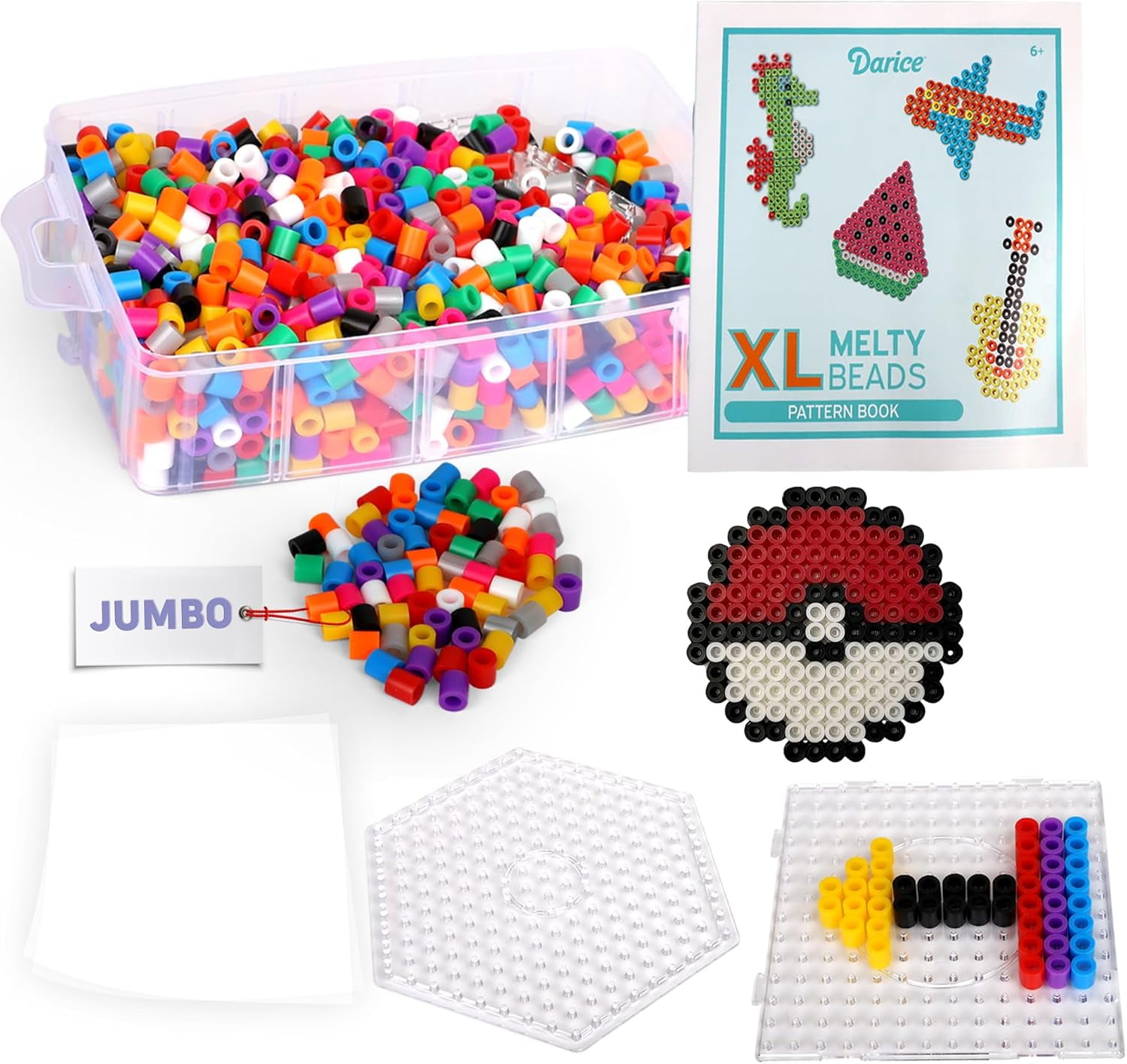 Darice Fuse Beads Kit- 7200 Piece Melty Beads, Arts & Crafts Iron Melting Bead Set for Kids, 11 ...