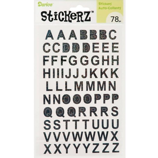 Darice Glitter Alphabet Stickers, 5" x 8", Black Uppercase - Walmart.com