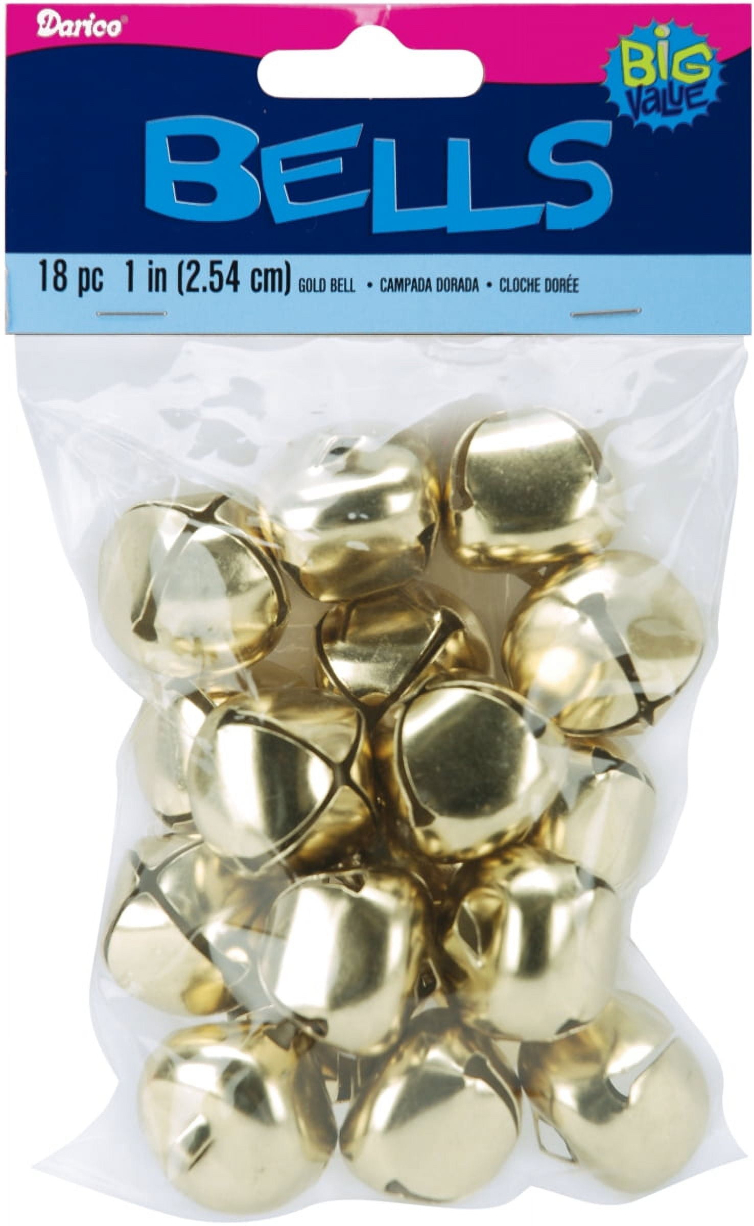 Darice 1-Inch Gold Metal Jingle Bells for Holiday Decor and Apparel ...