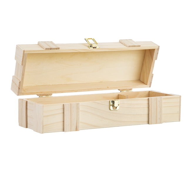 Darice Hinged Unfinished Wooden Wine Box with Clasp - Walmart Business ...