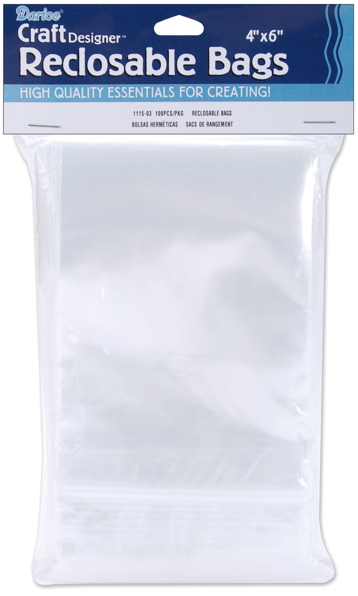 Darice Mix and Mingle Re-Closable Bags Clear Storage Bags Zipper Seal ...