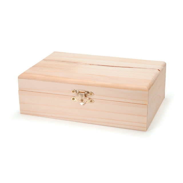 Darice Natural Hinged Wooden Box with Clasp, 8.25 x 5.625 Inches ...