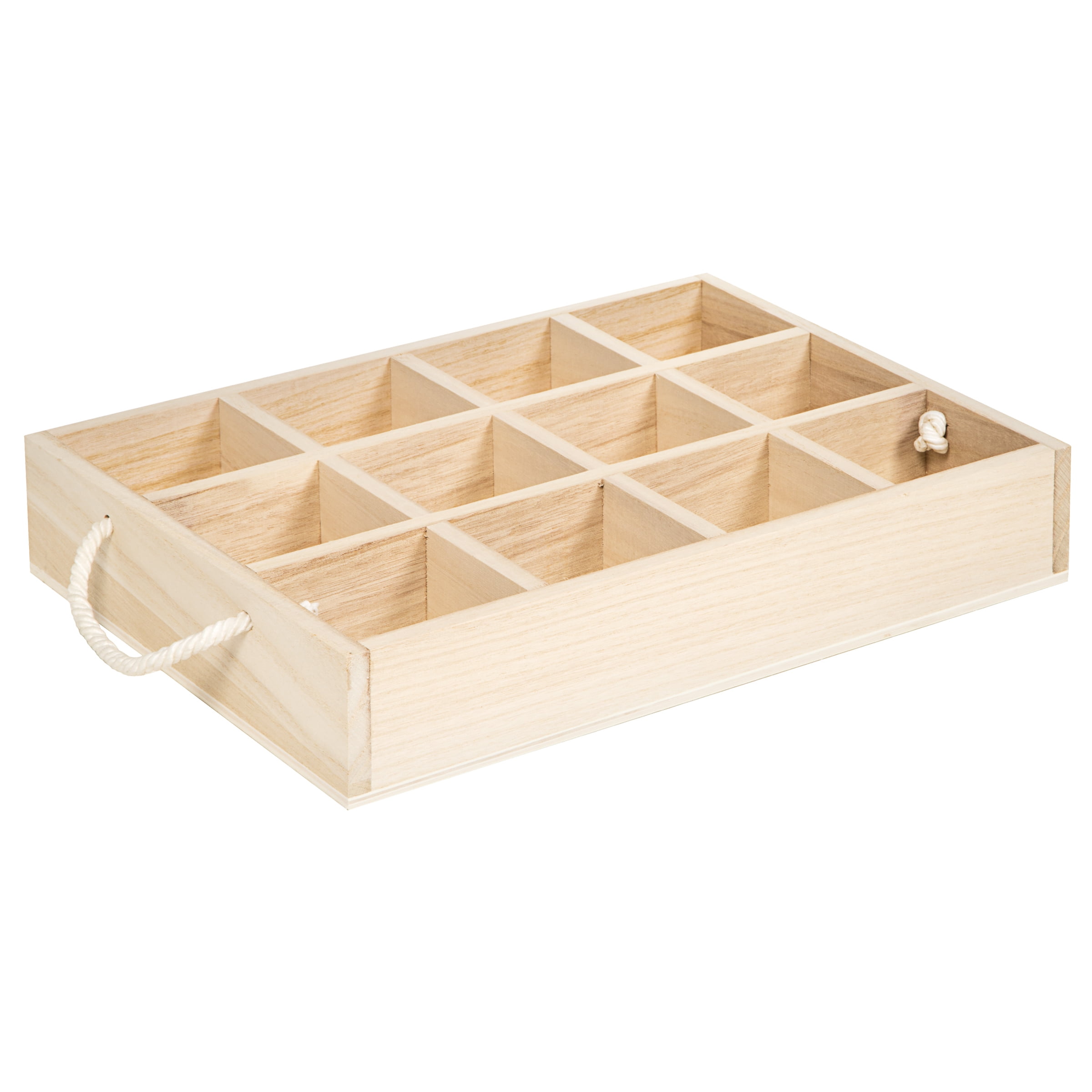 Darice Natural Unfinished Divided Wooden Crate, 11 x 14.5 Inches ...