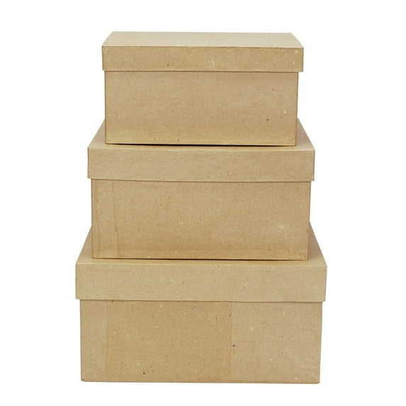 Darice Paper Mache Box Set, 8, 9, and 10 inches, 3 Pieces - Walmart.com