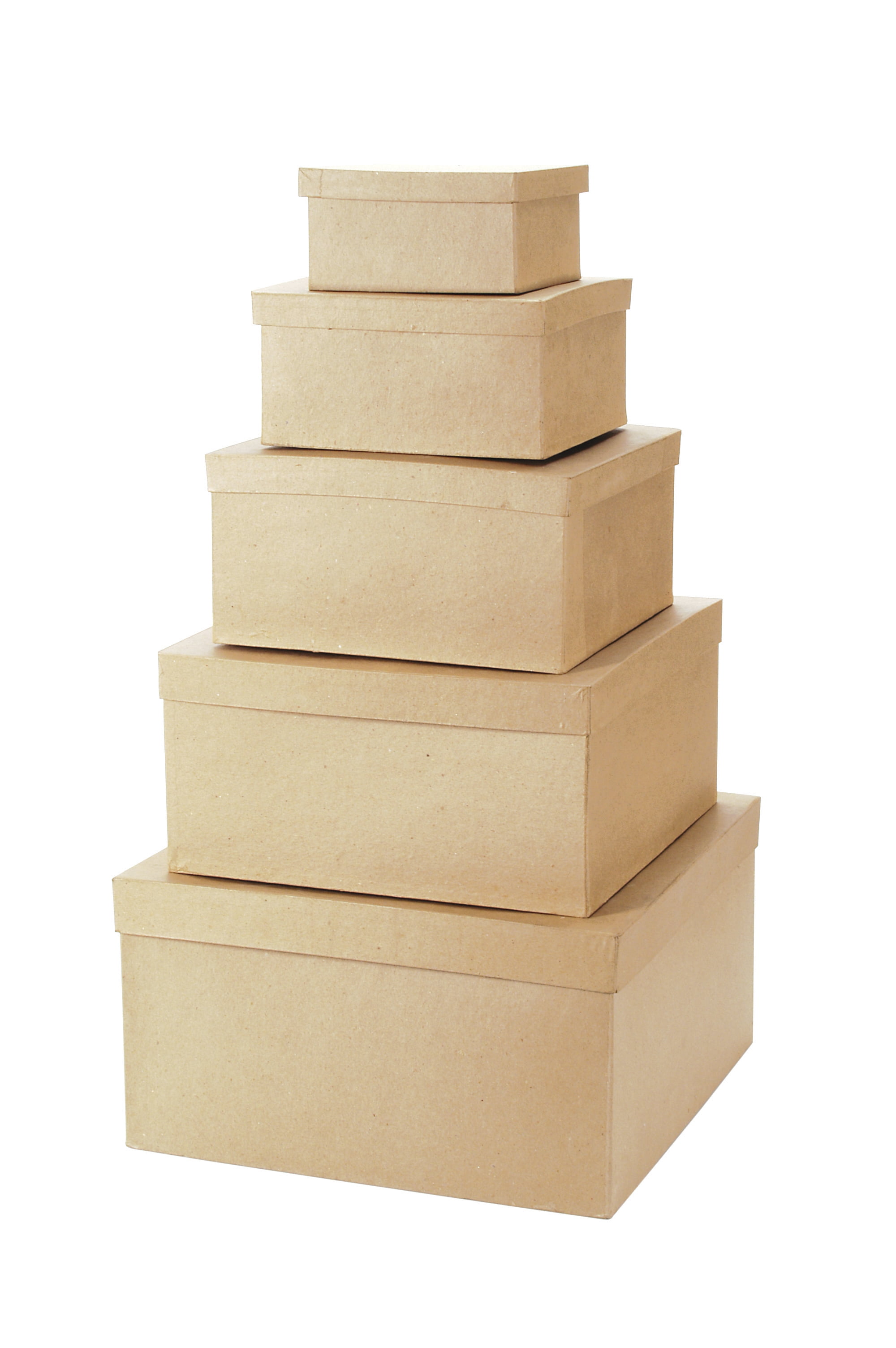 Darice Paper Mache Boxes with Lids, Square, Set of 5 - Walmart.com