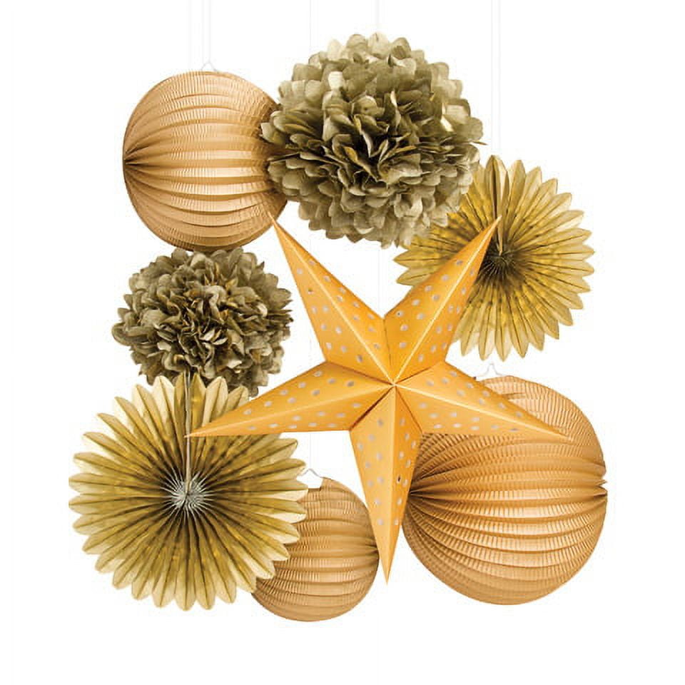 Darice Paper Party Decorations Kit, Gold, 8pcs - Walmart.com