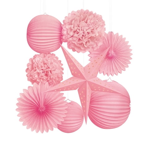 Darice Paper Party Decorations Kit, Pink, 8pcs - Walmart.com