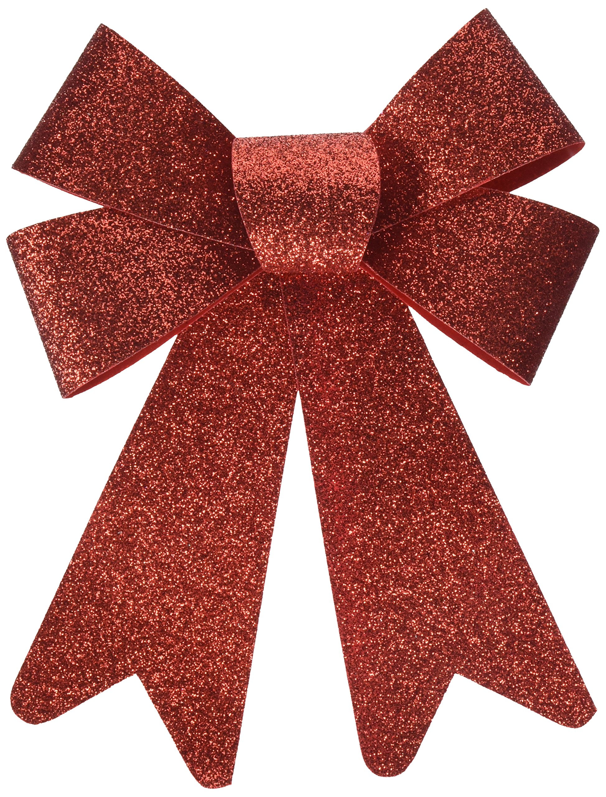Darice Red Glitter PVC Christmas Bow Set: 5.5 x 8 inches, 2 pieces ...