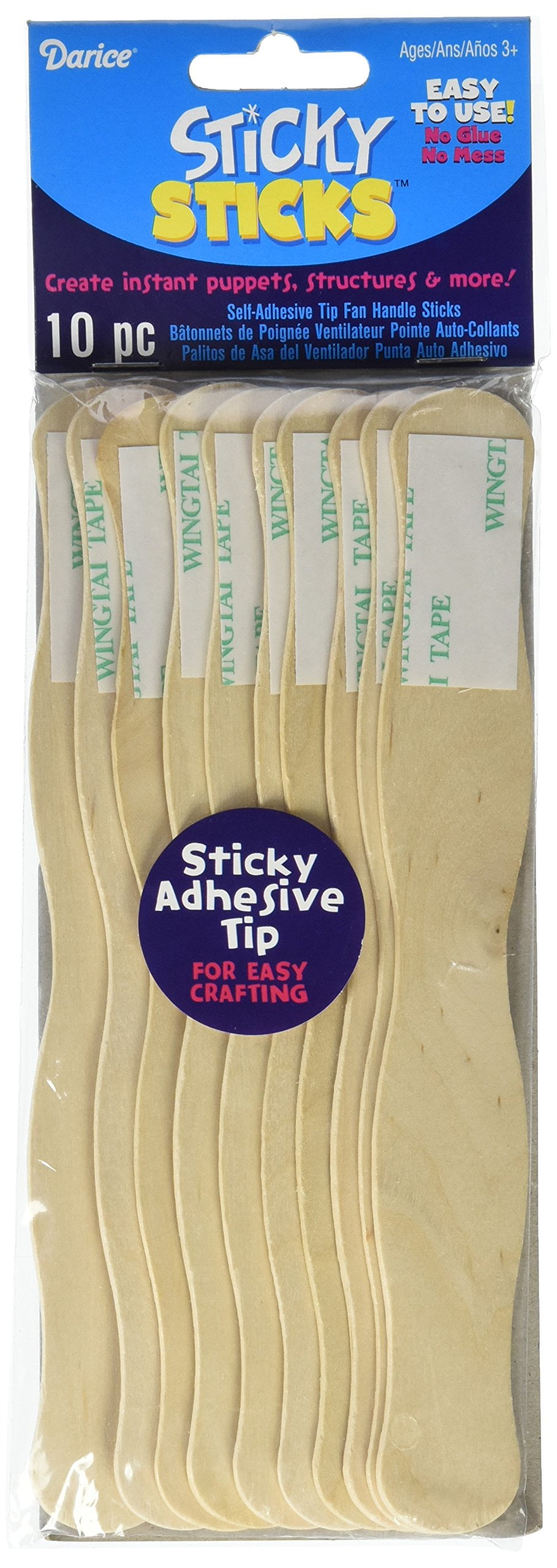 Darice Sticky Sticks Craft Stick Fan Handle 10pc - Walmart.com