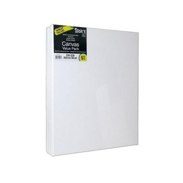Darice Studio 71 Stretched Canvas Value Pack, 16 x 20 Inches, 5 Pack ...