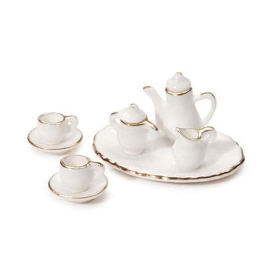 Darice Timeless Minis Ceramic China Tea Set, 10 Miniature Pieces ...