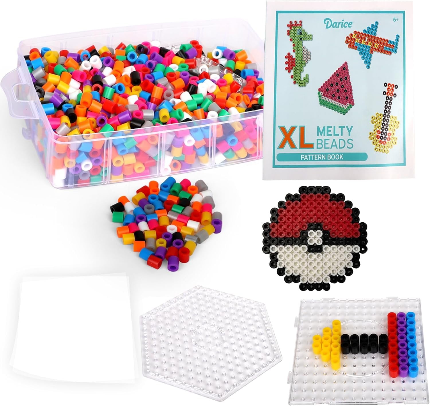 Darice XL Fuse Beads Kit 1300 Piece Melting Beads Kit with Pattern Book ...