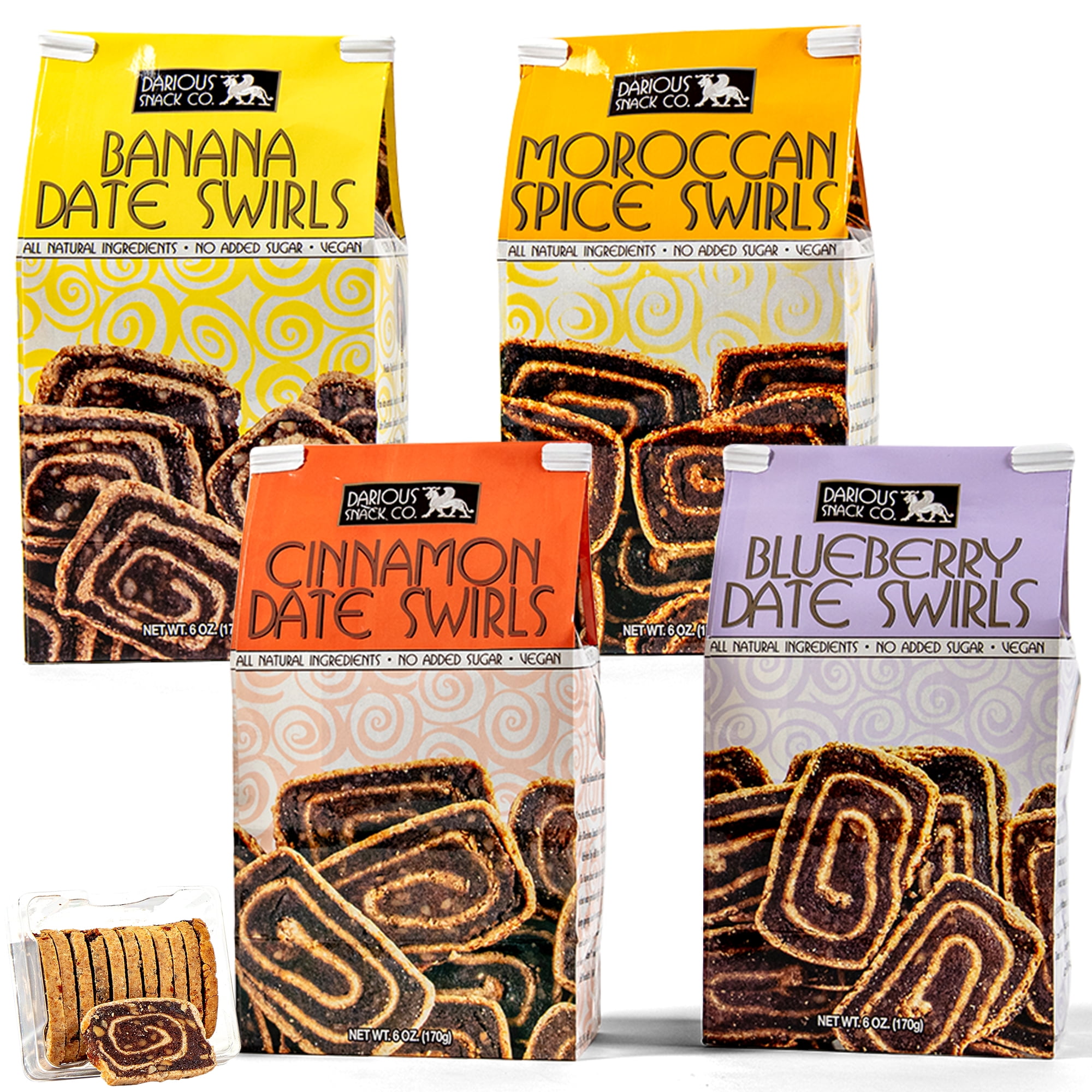 Darious Snack Cookies Vegan Date Swirls Variety Pack - Gourmet ...