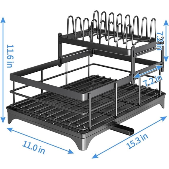 Darjistar 2-Tier Dish Drying Rack with Utensil Holder, Large Capacity ...