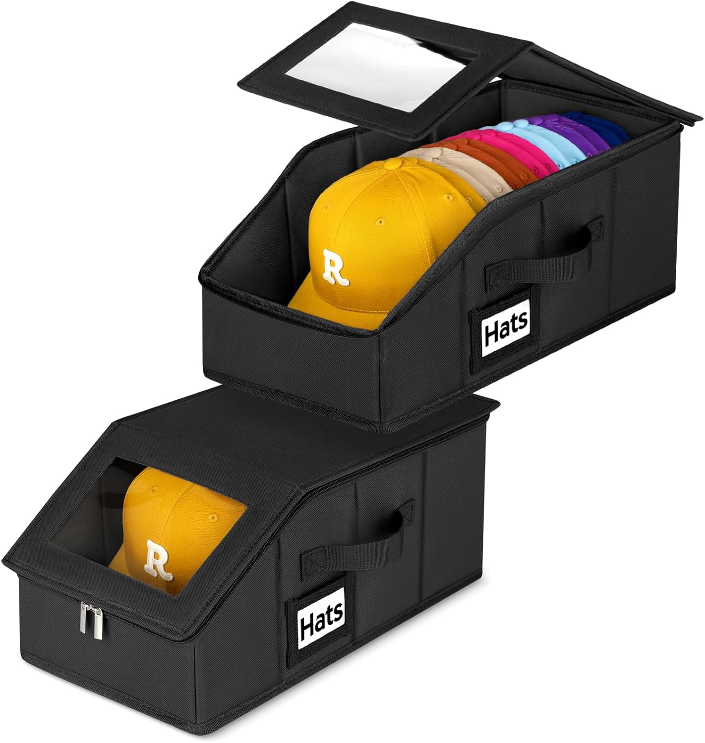 Dark 2-Pack Stackable Baseball Cap Storage | Holds 28 Caps Total ...