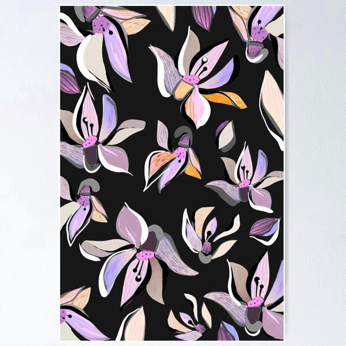 Dark Abstract Floral Pattern In Pastel Tones Poster , Poster Print Only ...