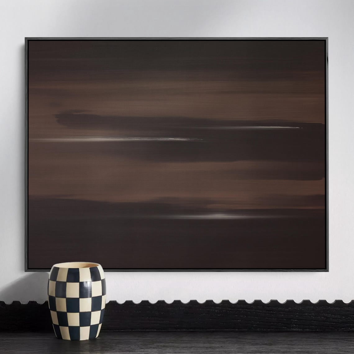 Dark Abstract Landscape Moody Minimalist Brown Horizon Modern Decor ...