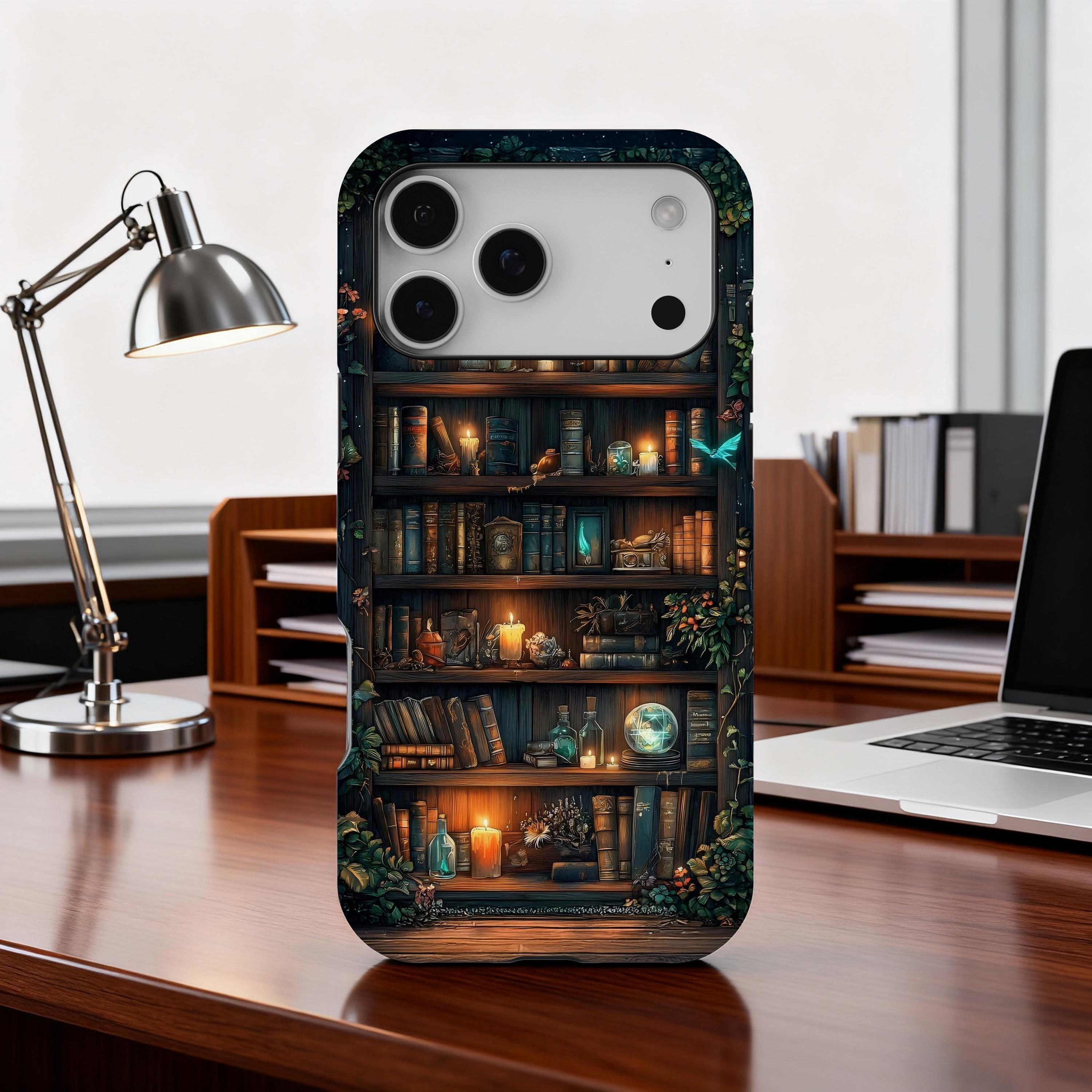 Dark Academia Bookshelf MagSafe Phone Case with iPhone 17 to 11 Pro Max ...