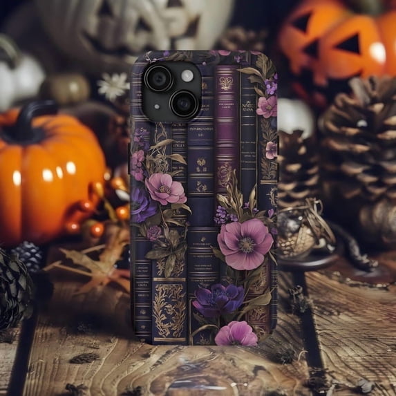 Dark Academia Bookshelf Moody Floral Phone Case for iPhone 11 12 13 14 ...