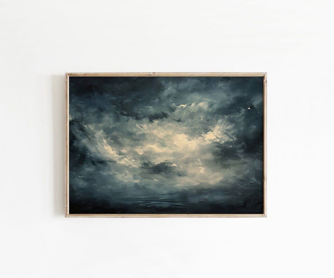 Dark Academia Cottagecore Night Sky Moody Clouds Gallery Art Home Decor ...