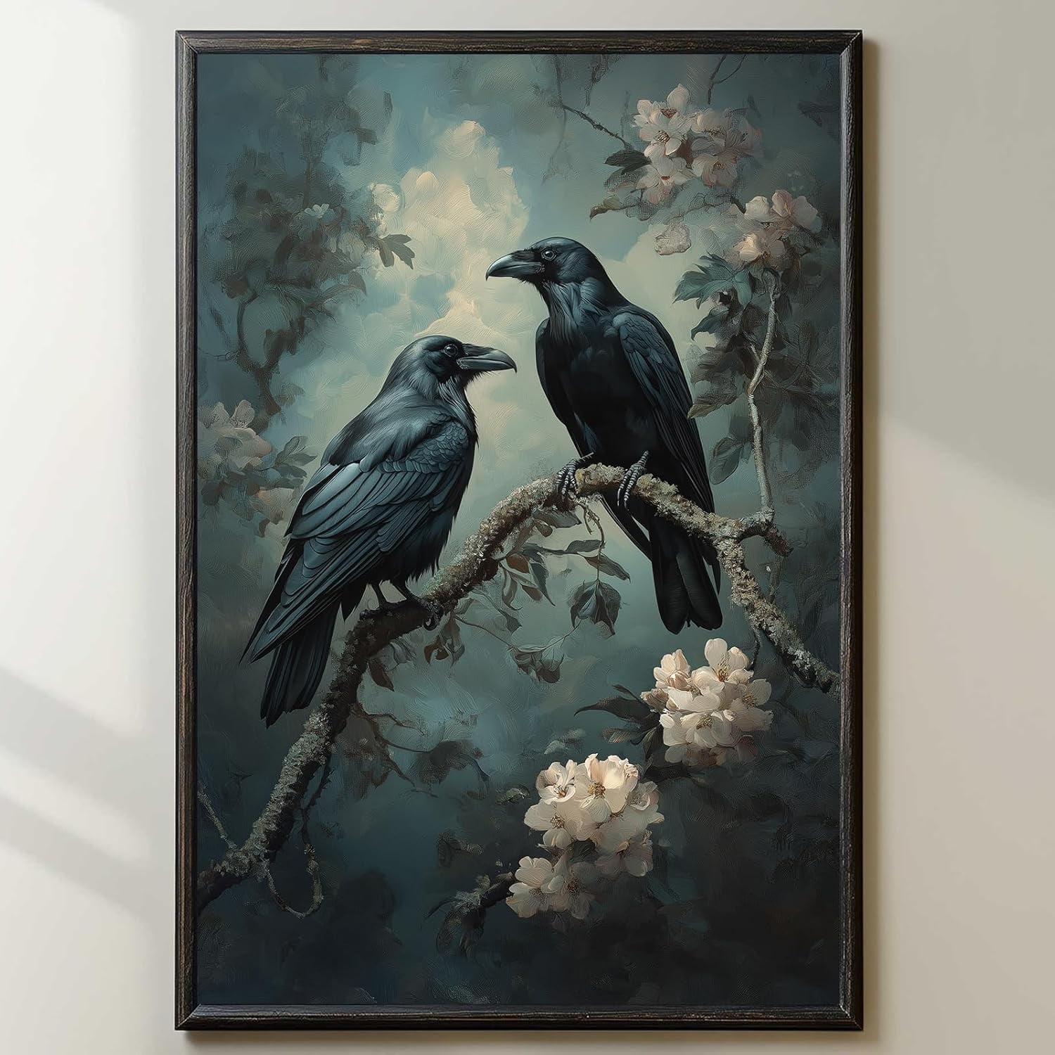 Dark Academia Crow Wall Art Dark Raven Print Moody Vintage Canvas Art Gothic Crow Pictures Dark ...