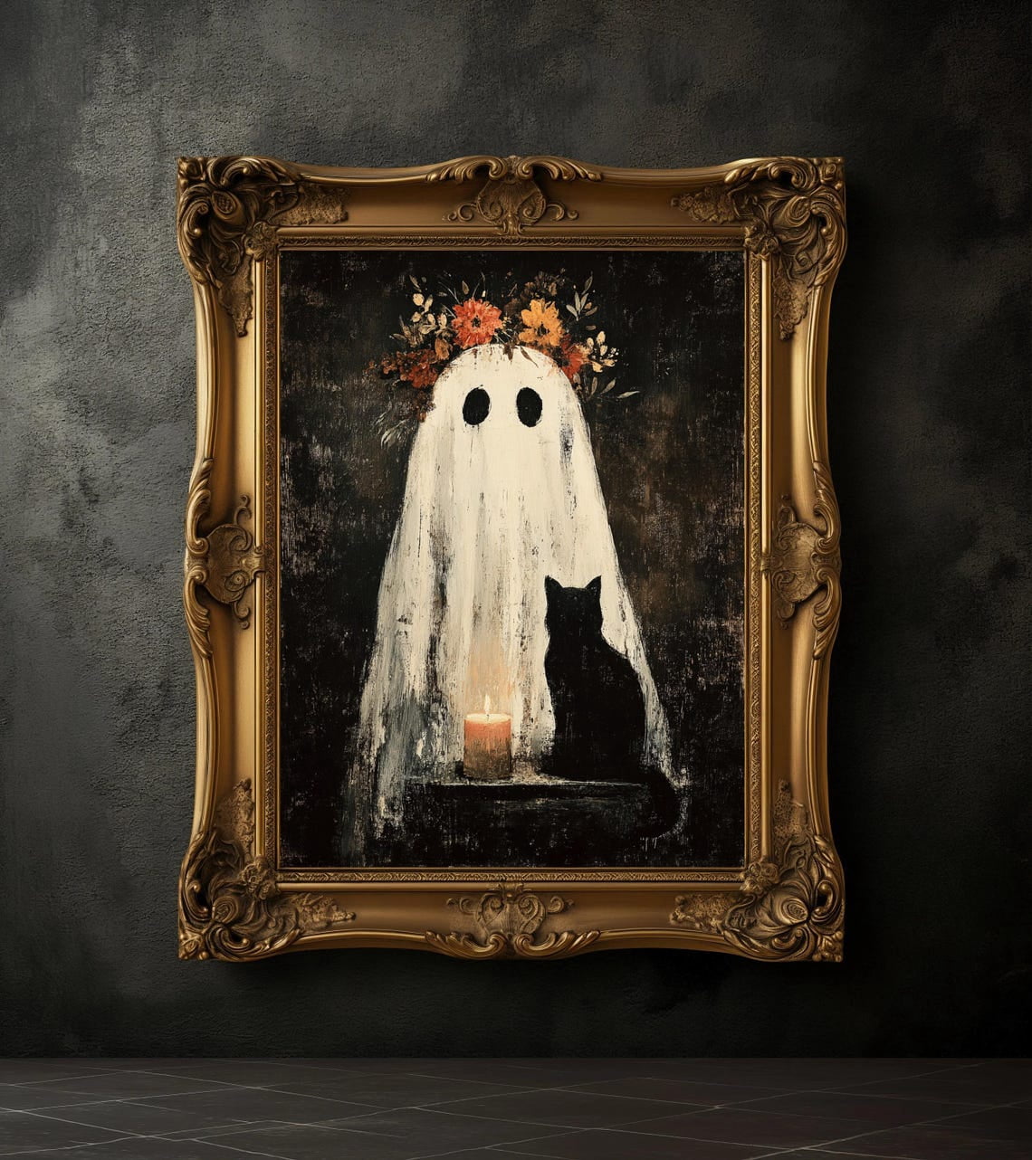 Dark Academia Ghost Flower Crown Poster, Botanical Bedroom And Living ...