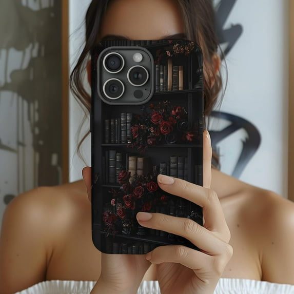 Dark Academia Gothic Rose Bookish Floral Phone Case 17 16 15 14 13 12 ...