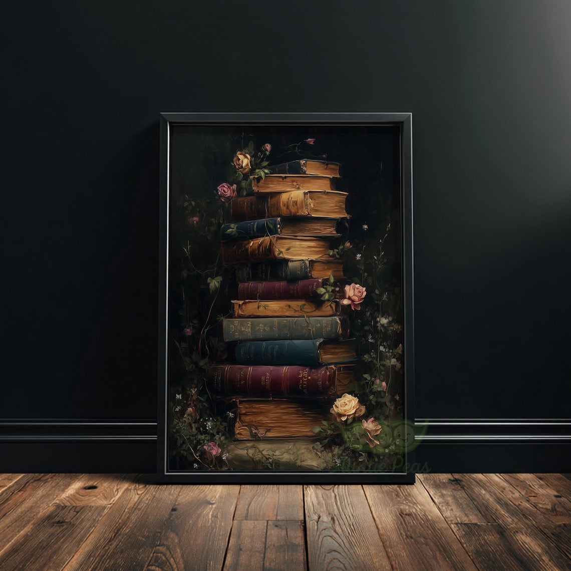 Dark Academia Library Antique Vintage Books and Roses Gothic Reading ...