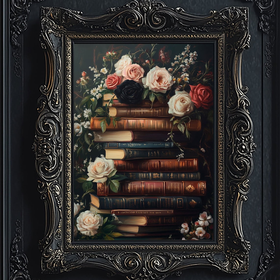Dark Academia Library Wall Art Print, Vintage Dark Romance Decor ...