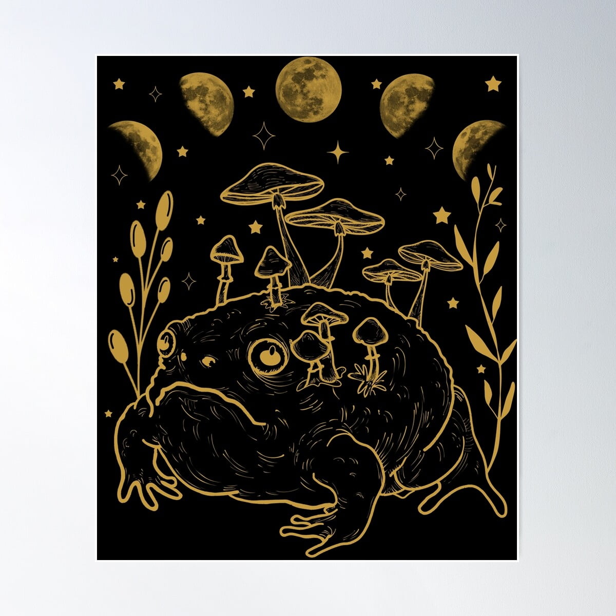 Dark Academia Moon Witchy Goblincore Aesthetic Frog Poster Wall Art ...