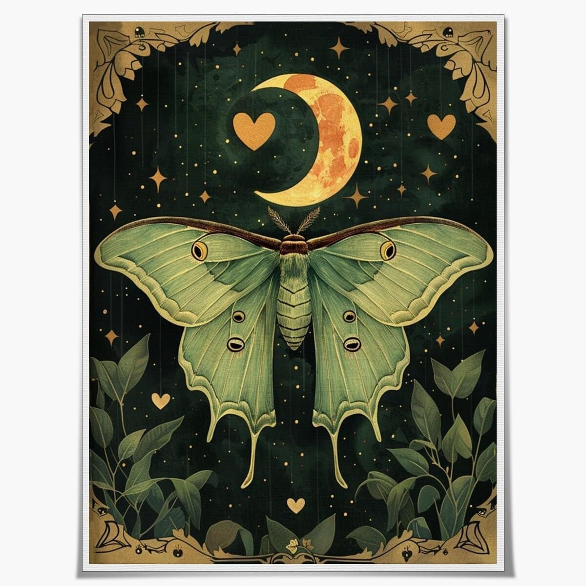 Dark Academia Moth wall art Vintage Crescent Moon Witchy Occult Poster ...
