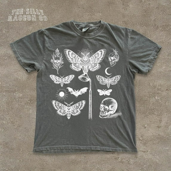 Dark Academia Mothman Shirt, Spooky Paranormal Tee, Celestial Moth Top ...