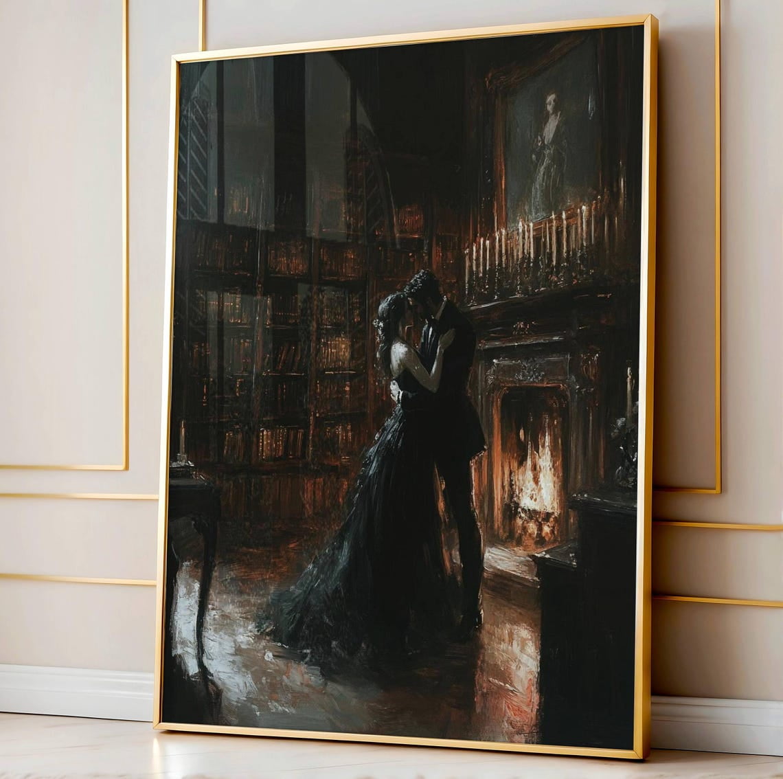 Dark Academia Painting, Book Lover Decor, Vintage Library Art, Library ...