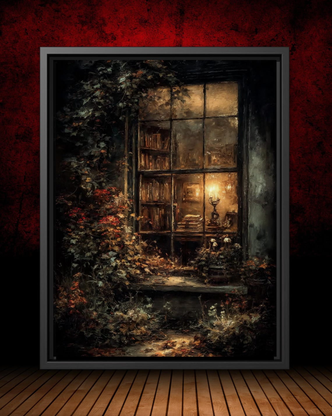 Dark Academia Poster: Candlelit Library Window, Gothic Cottagecore Wall ...