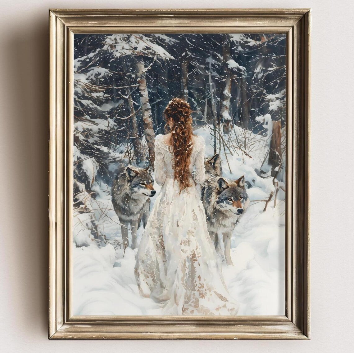 Dark Academia Print - Walking With Wolves, Goth Moody Victorian Wall ...