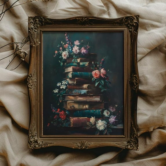 Dark Academia Reading Nook Decor Vintage Book Poster Dark Cottagecore ...