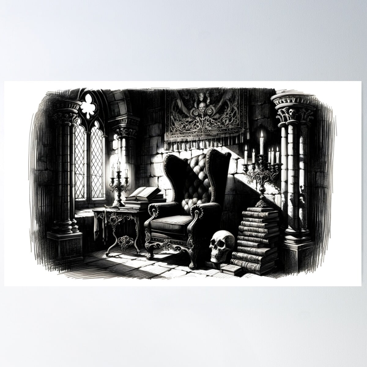 Dark Academia Reading Nook Poster Wall Art, Modern Wall Decor For ...