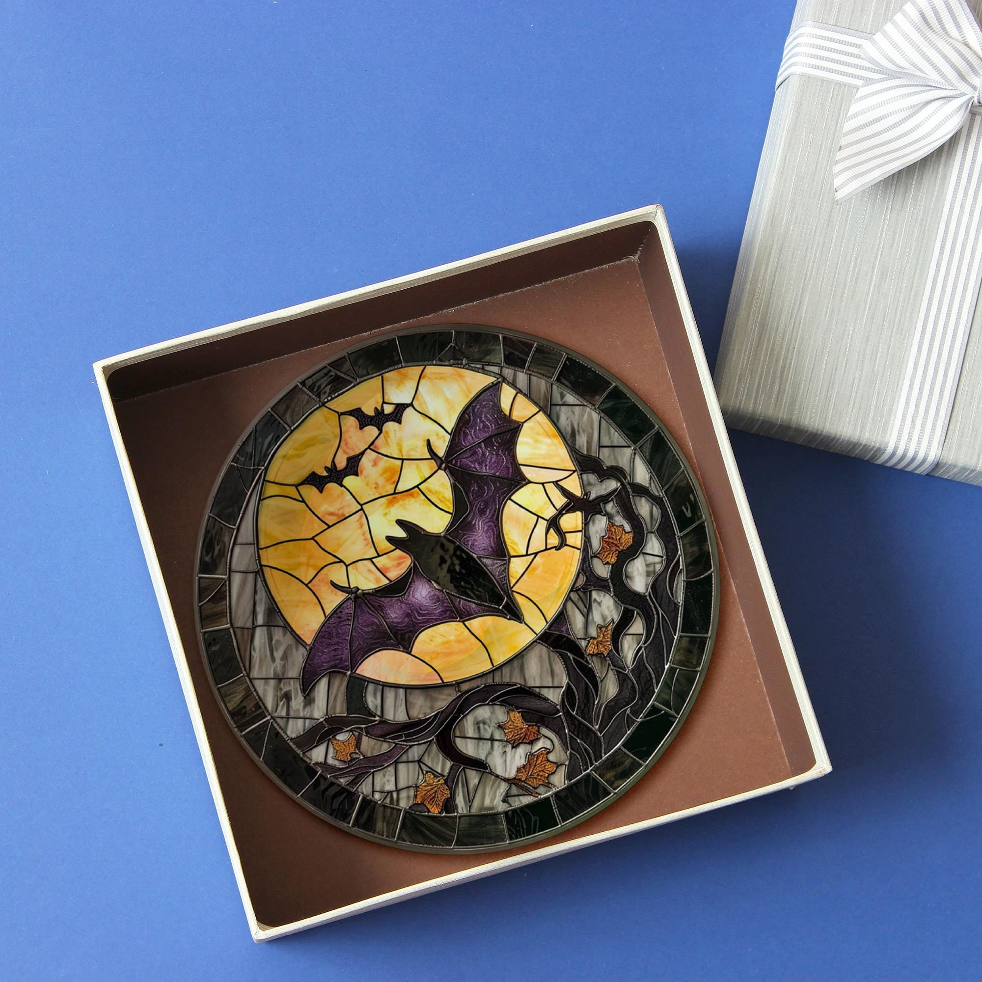 Dark Aesthetic Gothic Bat Stained Glass Suncatcher Halloween Wall Art ...