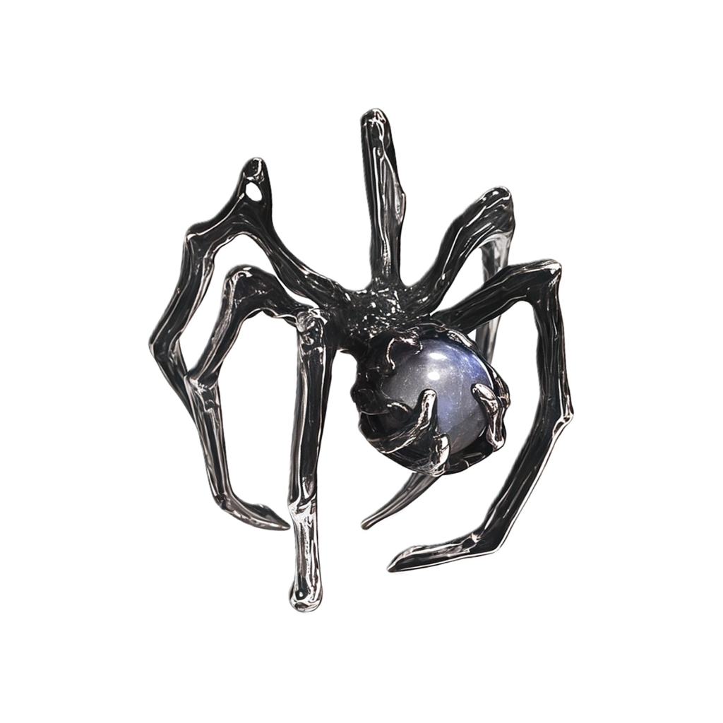 Dark Aesthetic Moonstone Spiders Ring Adjustable Gothic Jewelry For ...
