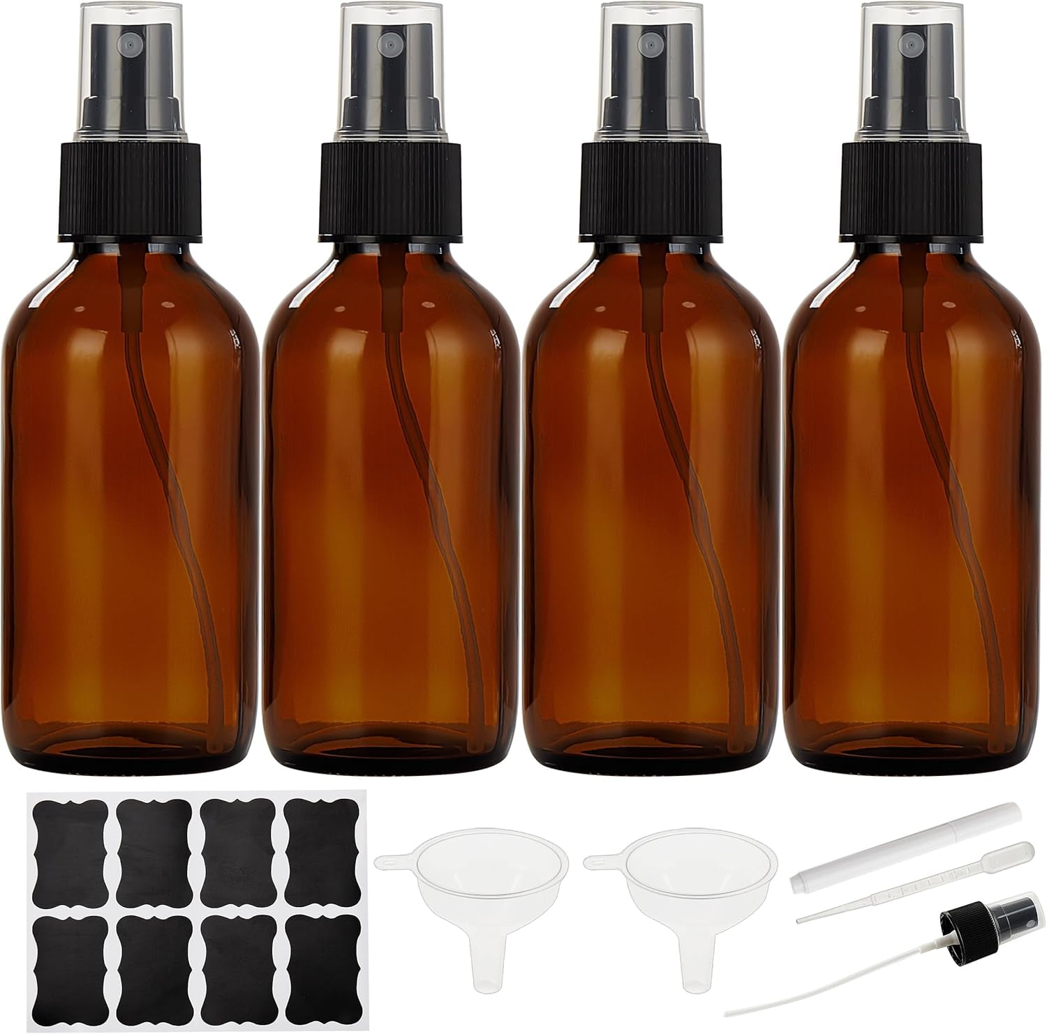 Dark Amber Glass Spray Bottles 4 oz, Small Glass Spray Bottles for ...