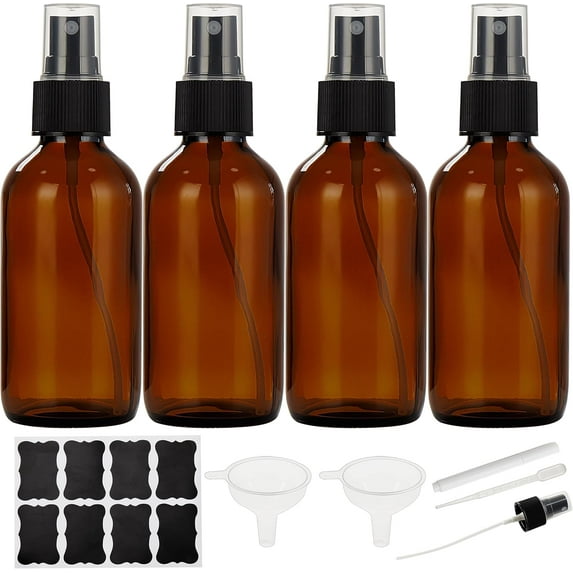 Dark Amber Glass Spray Bottles 4 oz, Small Glass Spray Bottles for ...