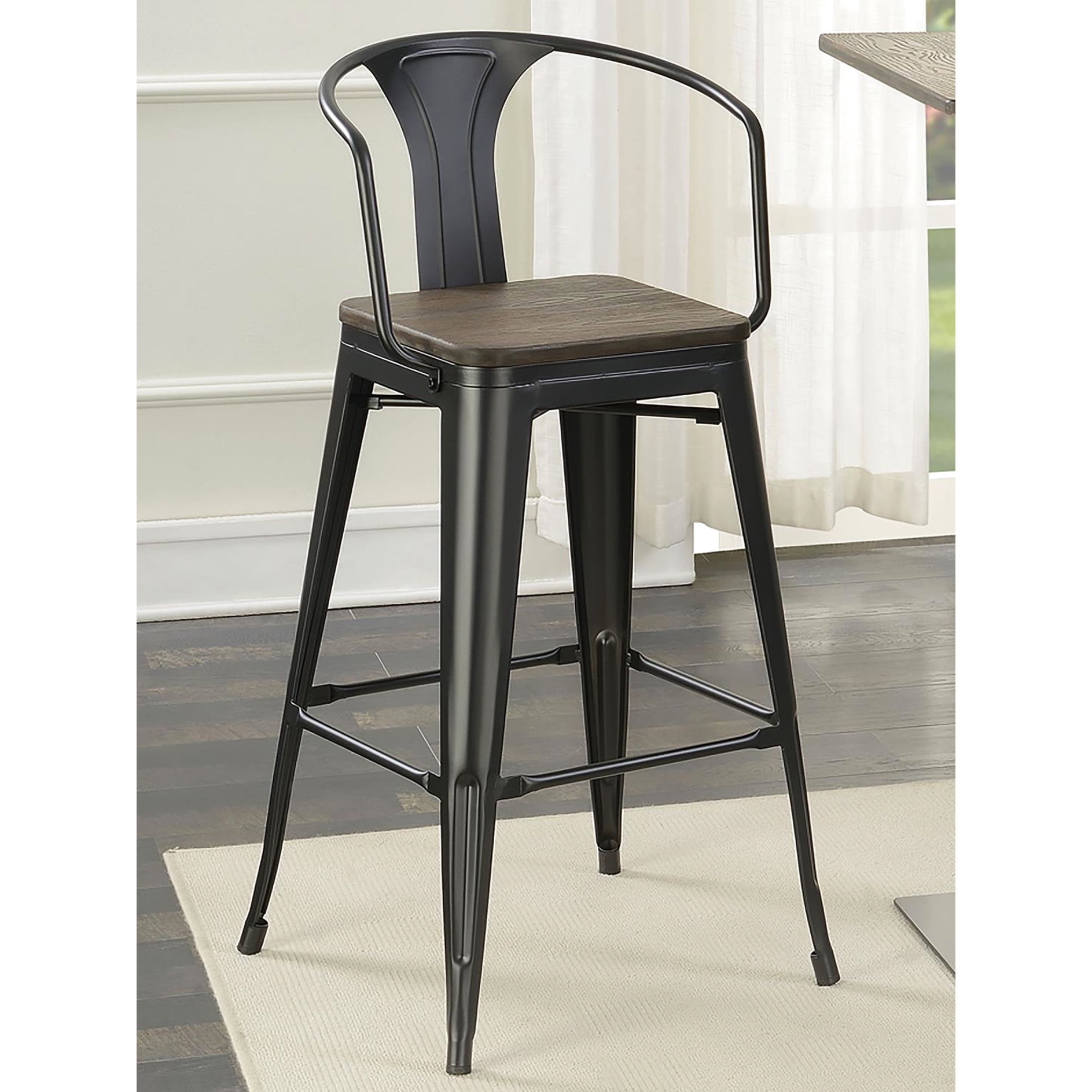 Dark And Matte Black Bar Stools (2) - Industrial Theme For Dining, 41.5 ...