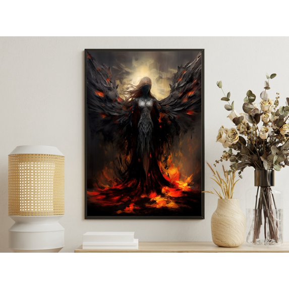 Dark Angel Print: Gothic Goddess Art #2708, Unframed Canvas Size 12x18 ...